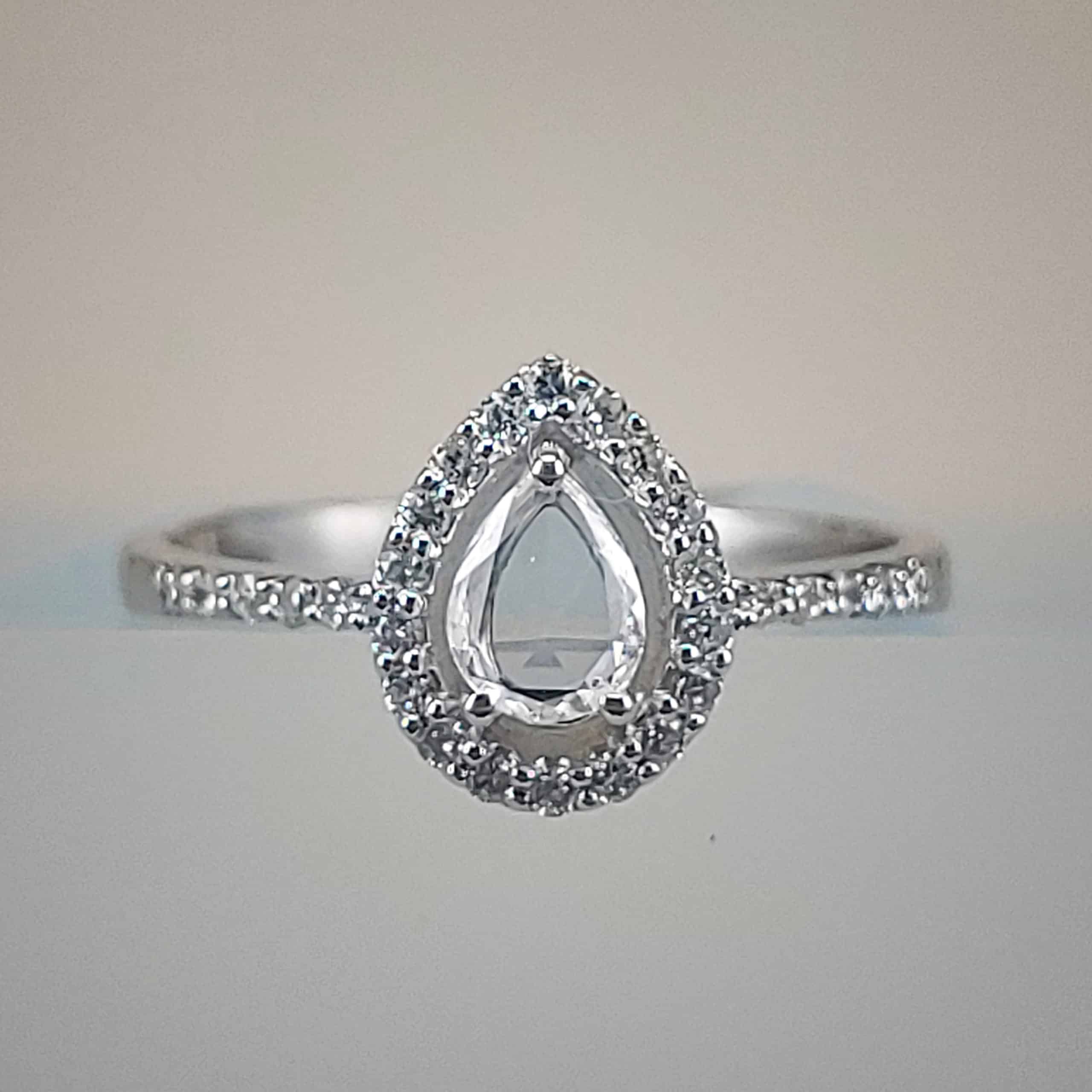 1/2 Carat Rose-Cut Pear-Shaped Diamond Engagement Ring 14k Gold